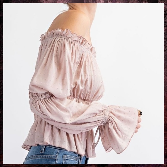 easel | Tops | Easel Sweeten Up Sexy Swiss Dot Silklike Off Shoulder ...